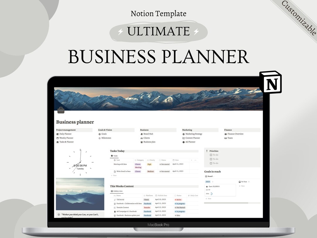 Notion Template Business Planner Notion Service Business - Etsy