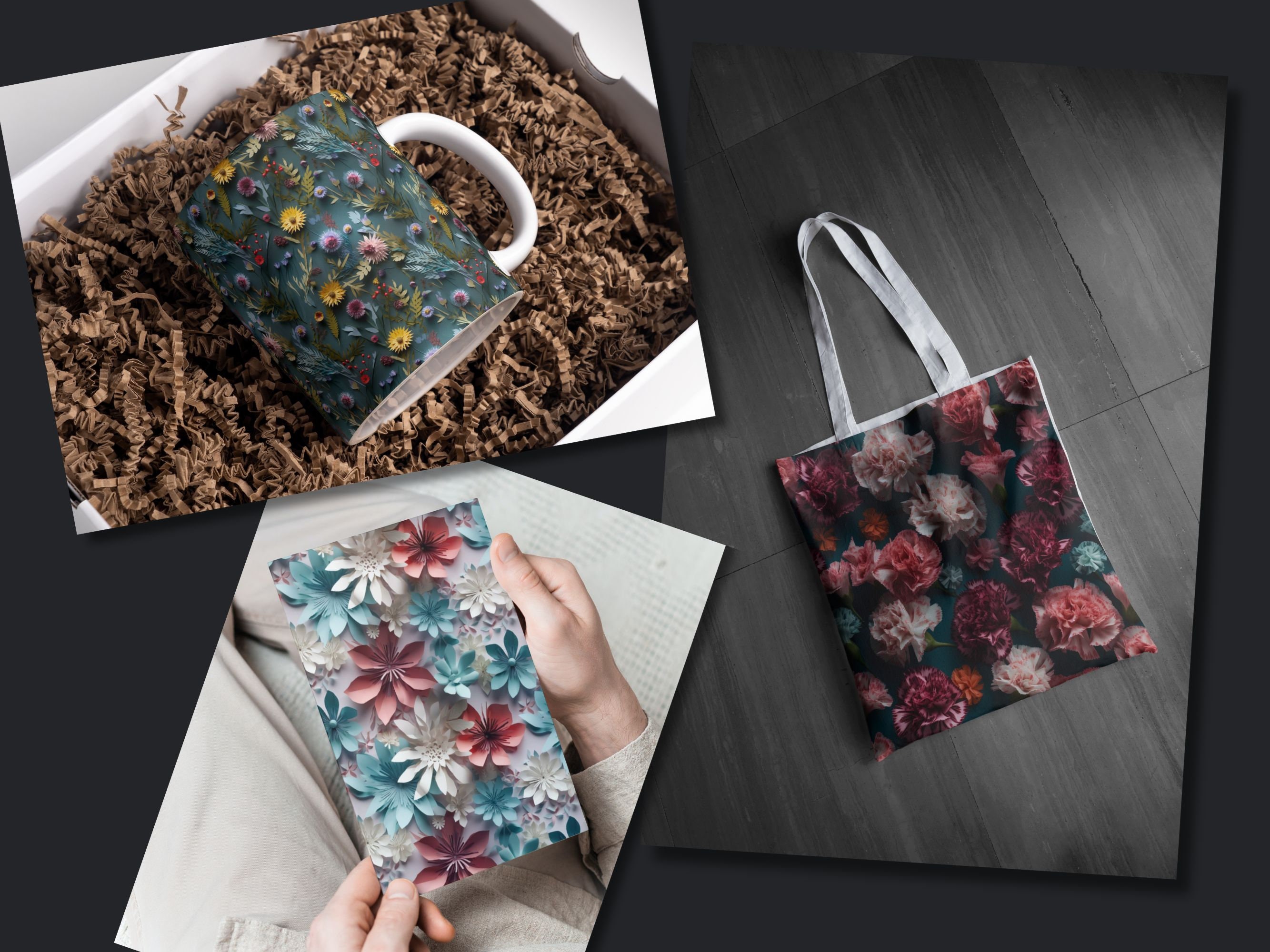 125+ 3D Paper Art Flower Bundle | Seamless Repeating Patterns | 300dpi | 24 X 24 Inch | 7200 X ...