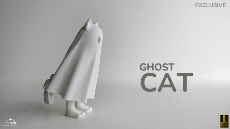 Ghost Cat Zou Design, 3d Printed - Etsy