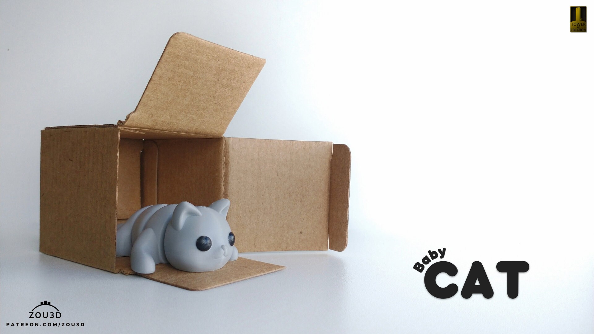 3d Printed Flexi Baby Cat Zou Design, 3d Printed - Etsy