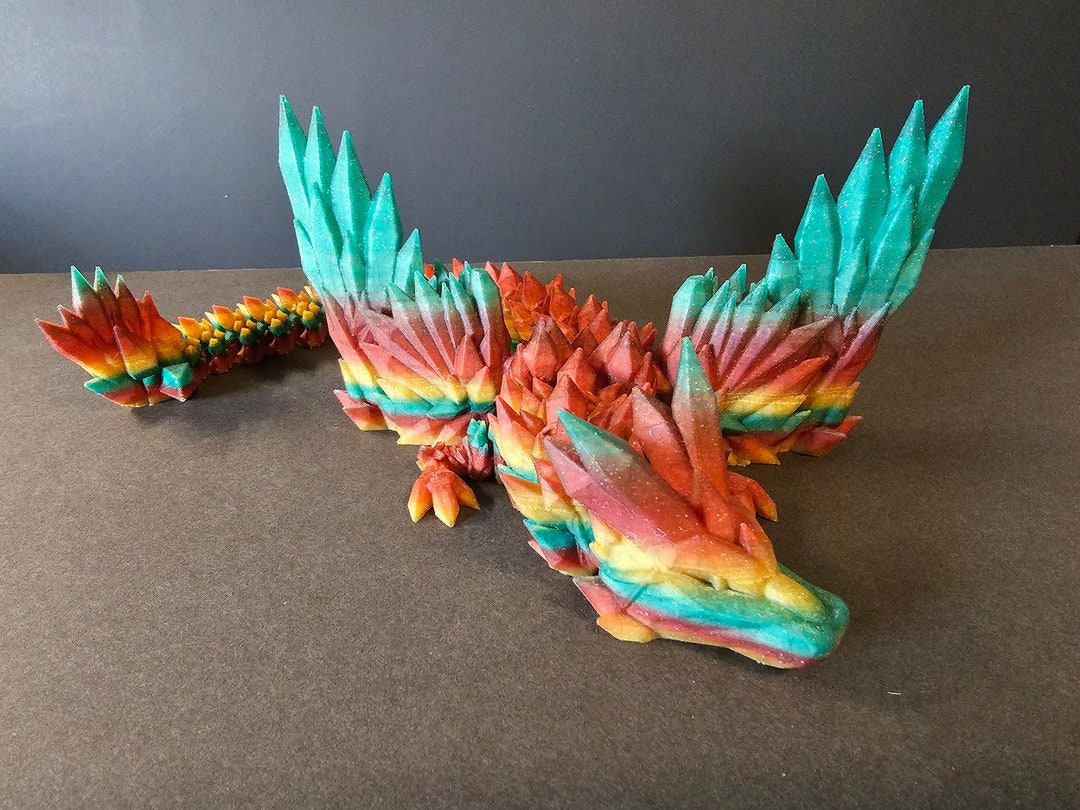 3d Printed Articulated Crystal Dragon by Cinderwing Designs - Etsy
