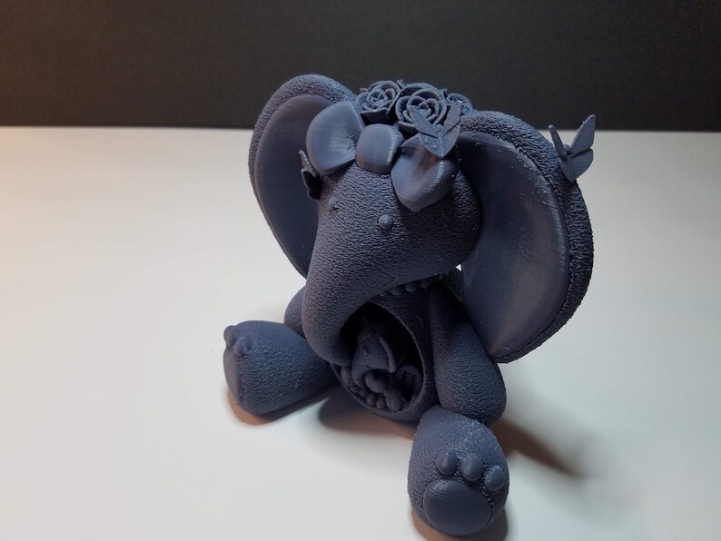 3D Printed Fuzzy Elephant and Her Two Babies, Koza Design, 3D Printed ...