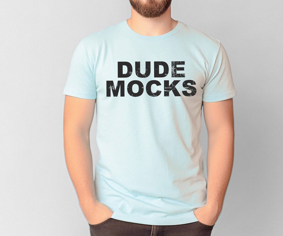 Heather Ice Blue Bella Canvas Mockup, Male Shirt Mockup, Male Model ...