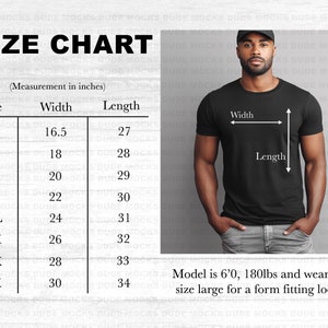 Bella Canvas 3001 Size Chart, Mens Shirt Size Chart, Bella and Canvas ...