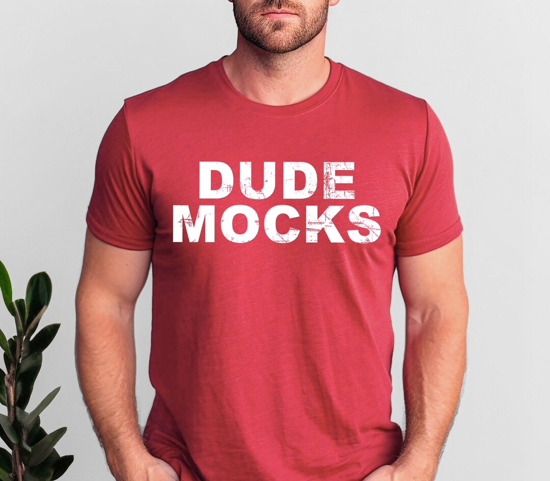 Bella Canvas 3001 Heather Red Mockup, Male Tshirt Mockup, Red Shirt ...