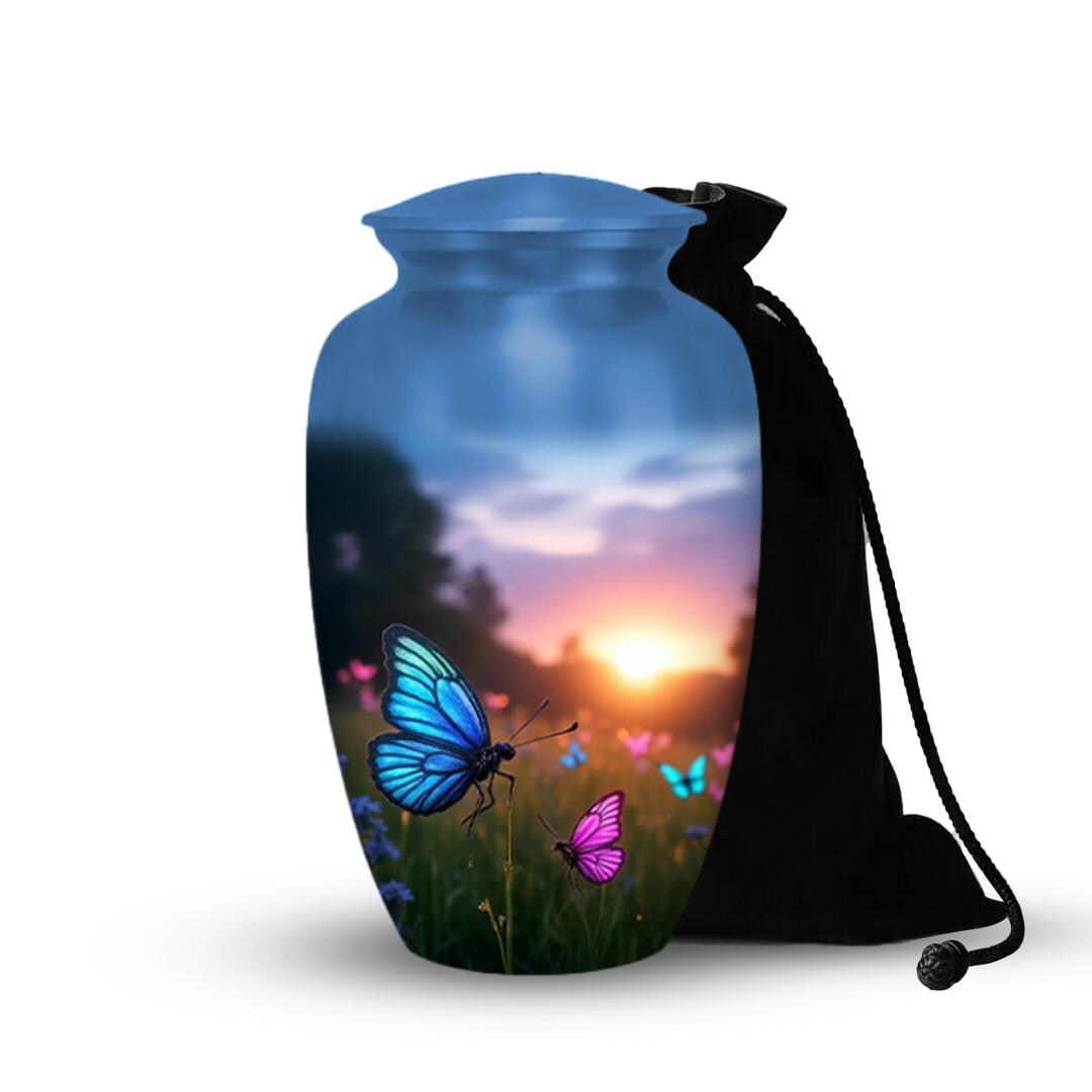 Butterfly Cremation Urn for Human Ashes, Sunset Memorial Urn for Adult ...