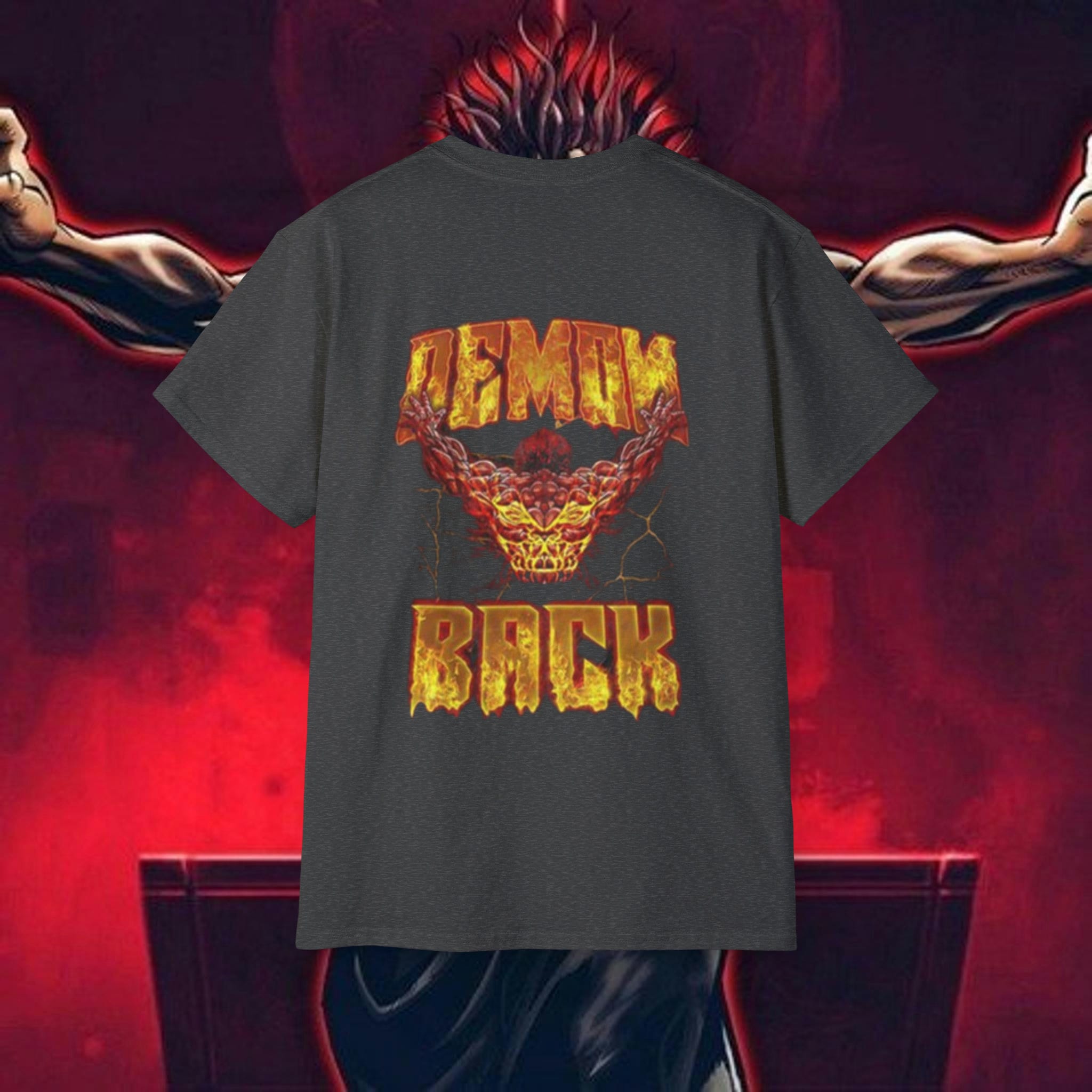 YUJIRO HANMA DEMON Back Baki Anime Gym Shirt Pump Cover Oversized Pump ...