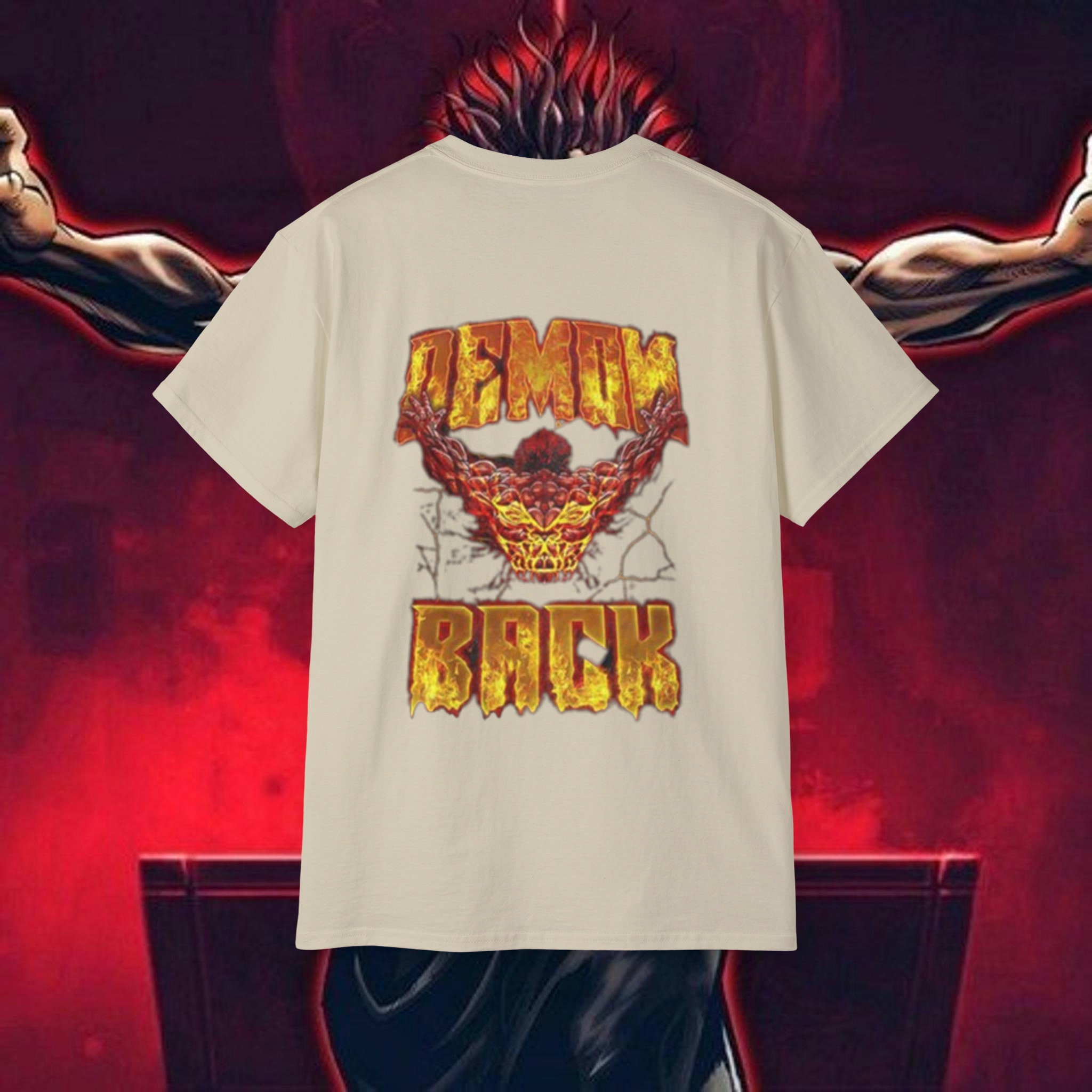 YUJIRO HANMA DEMON Back Baki Anime Gym Shirt Pump Cover Oversized Pump ...