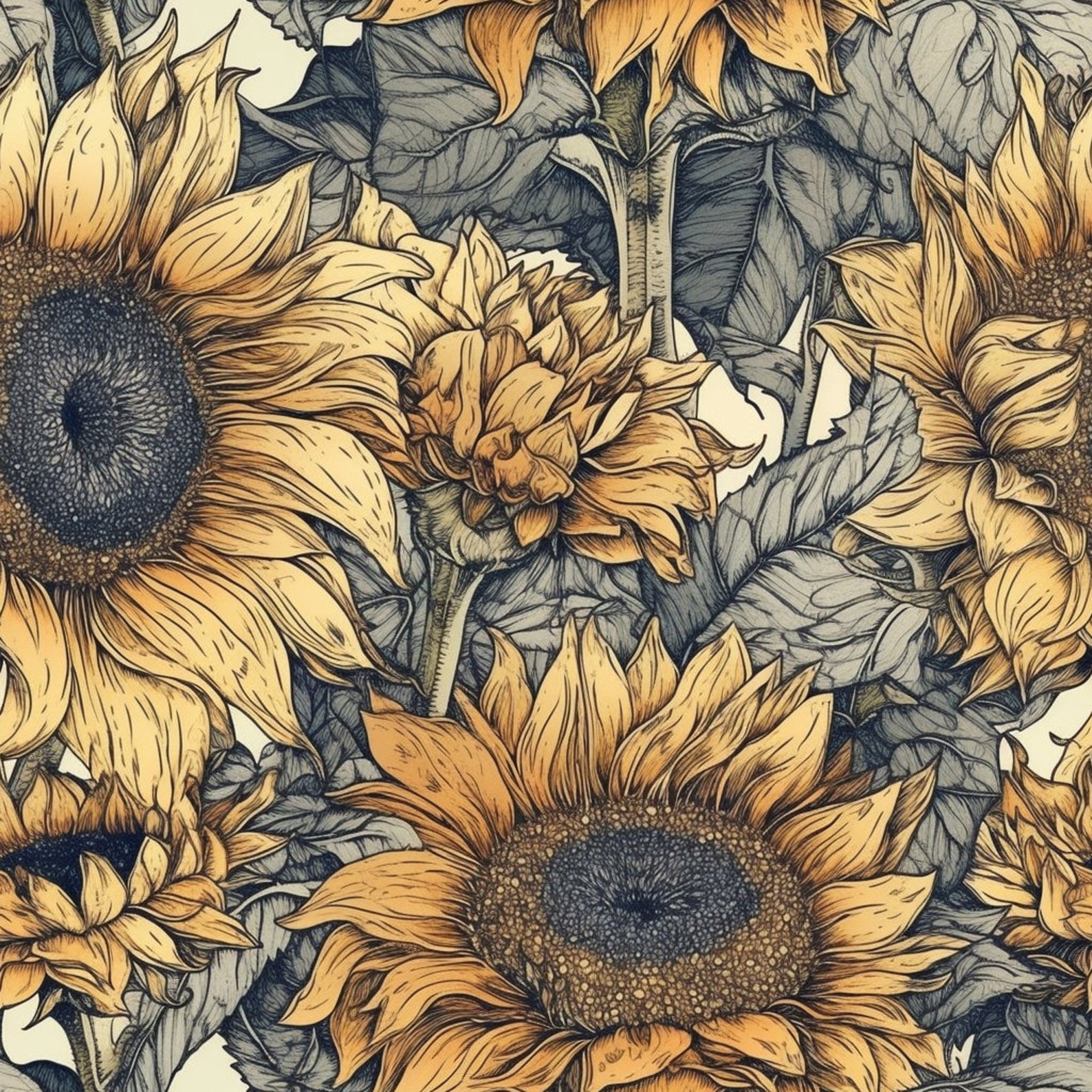 Sunflower Seamless Paper Design Digital Download - Etsy