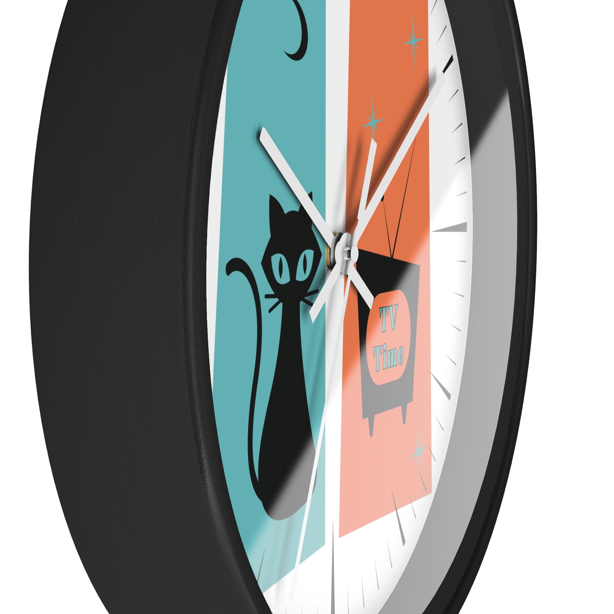 Mid-century Modern Clock Atomic Cat Wall Clock With Sputnik Starbursts ...