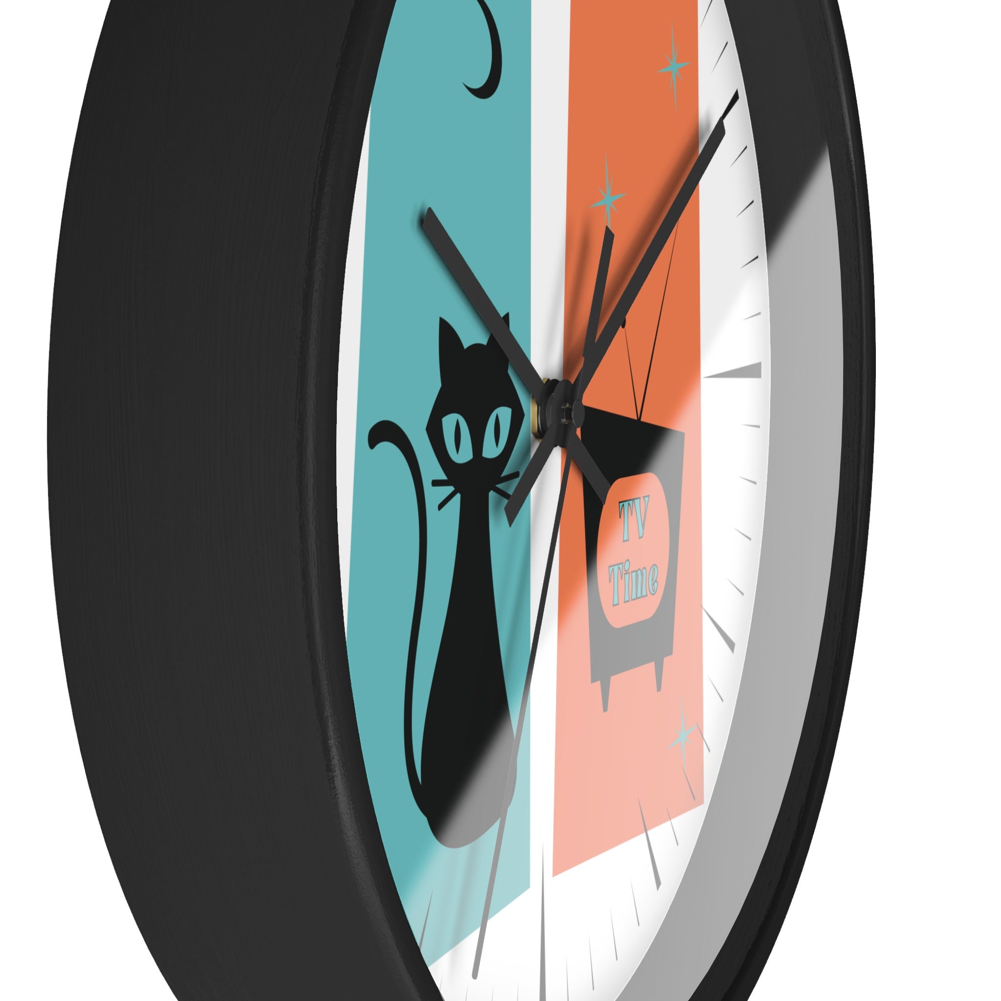 Mid-century Modern Clock Atomic Cat Wall Clock With Sputnik Starbursts ...