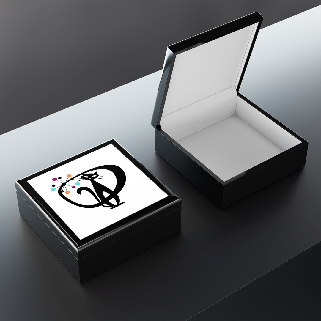 Cat Jewelry Box Mid-century Modern Keepsake Box Atomic Cat Design Cat ...