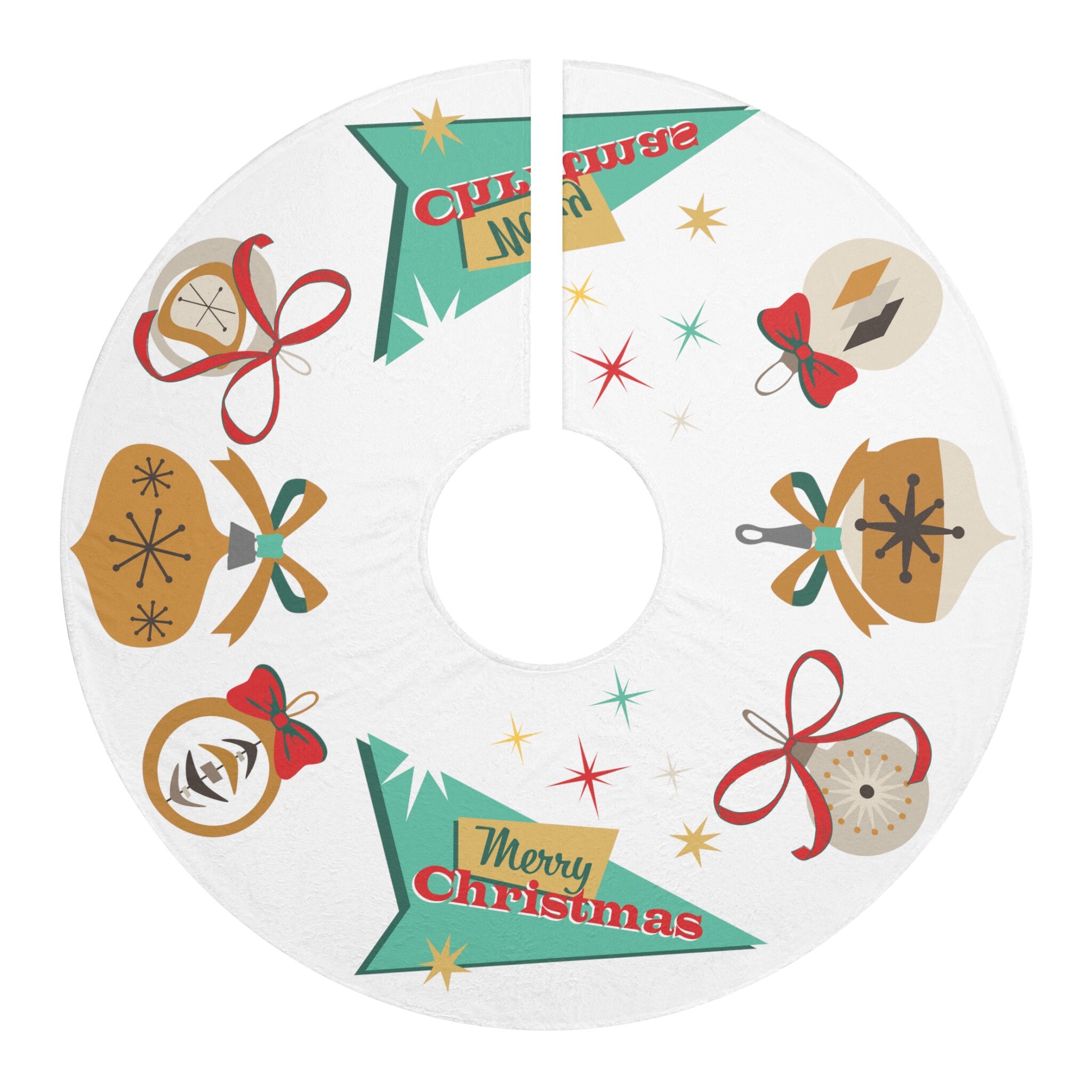 Mid Century Modern Christmas Tree Skirt Retro Holiday Home Decor Old ...