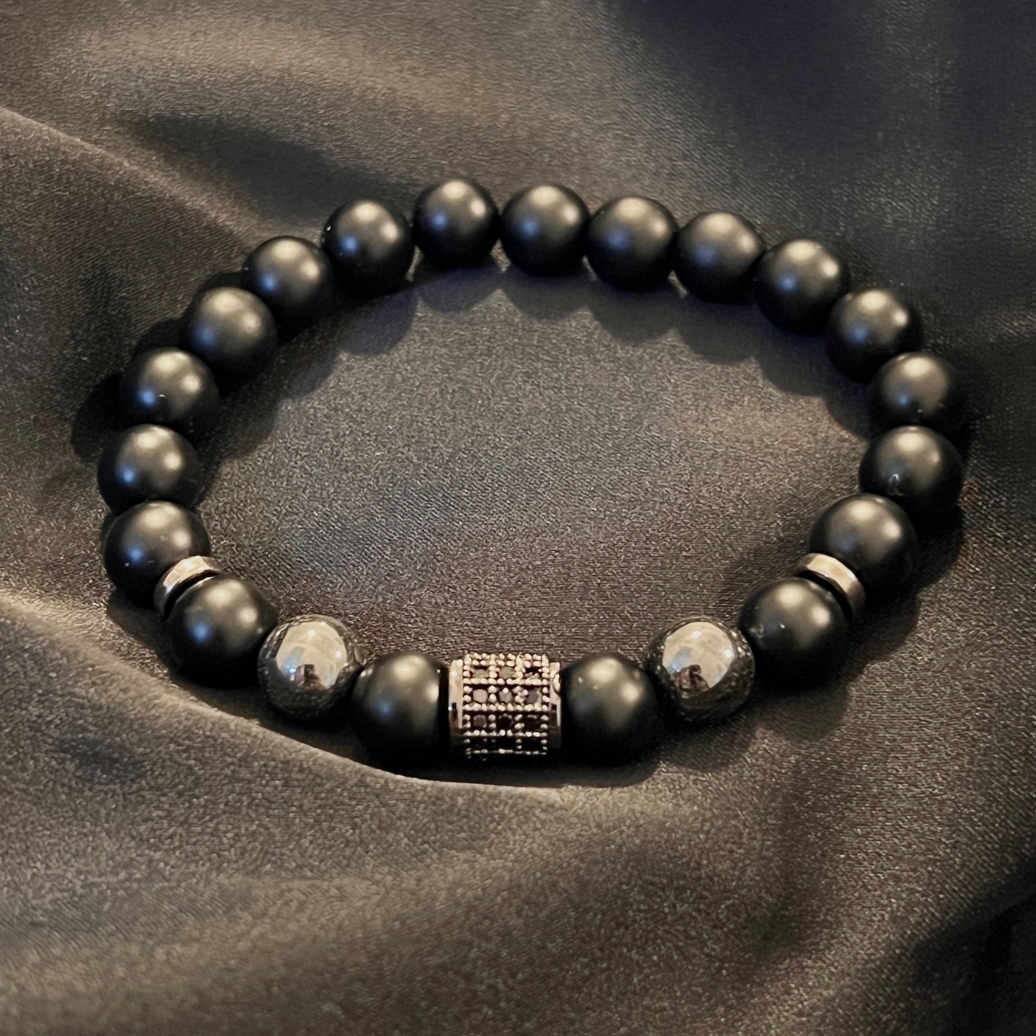 Matte Black Onyx & Hematite Bracelet - Etsy