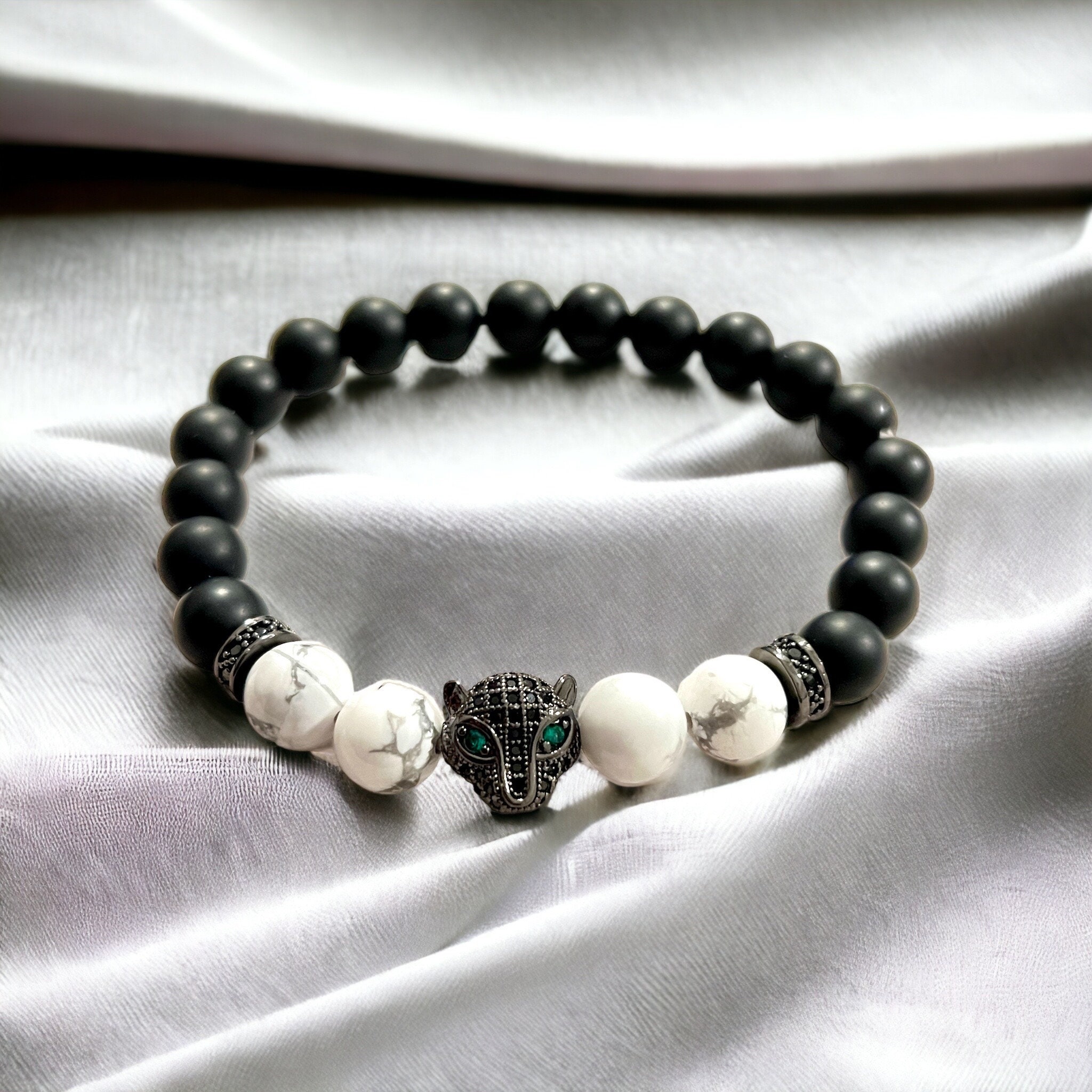 Matte Black Onyx Panther Bracelet - Etsy