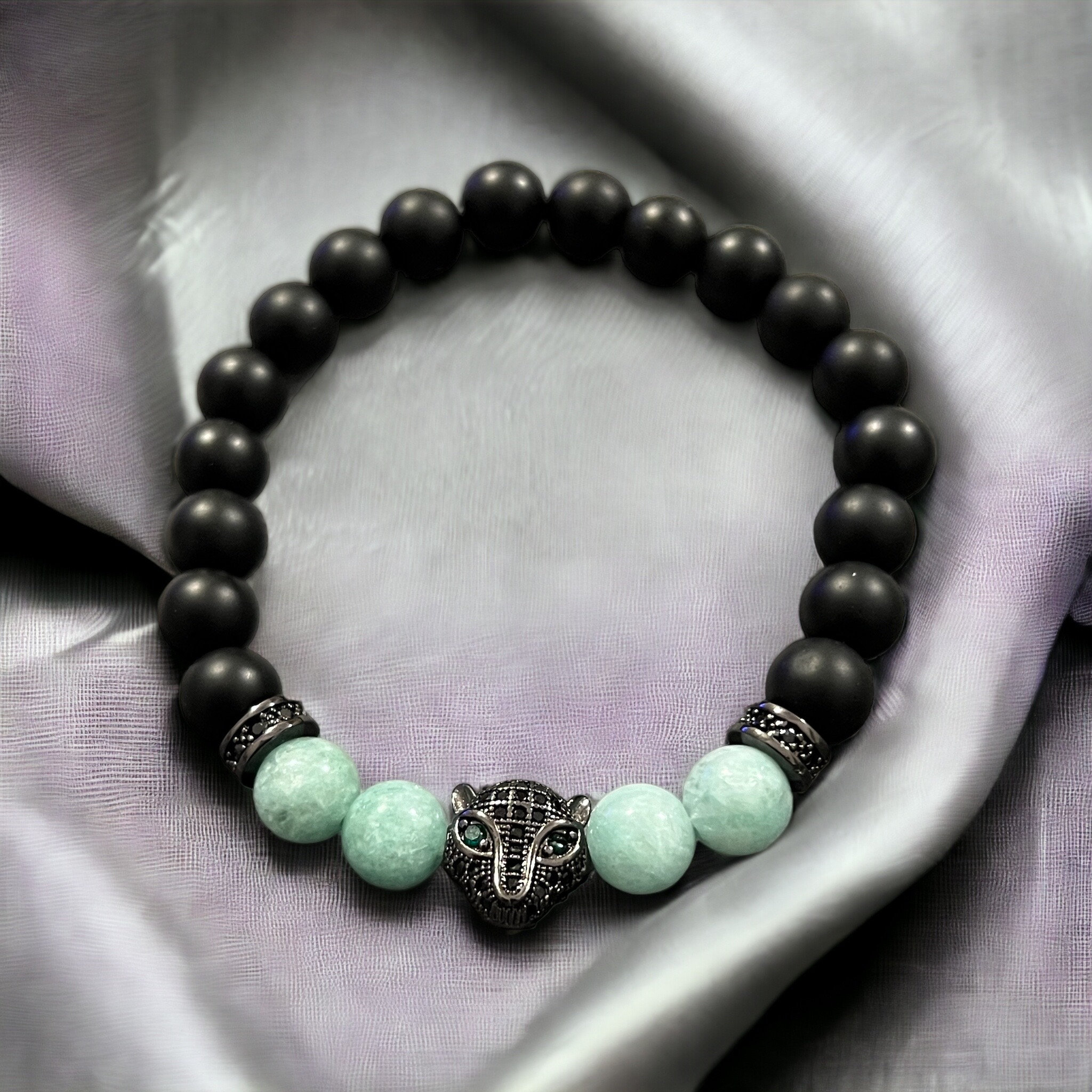 Matte Black Onyx Panther Bracelet - Etsy