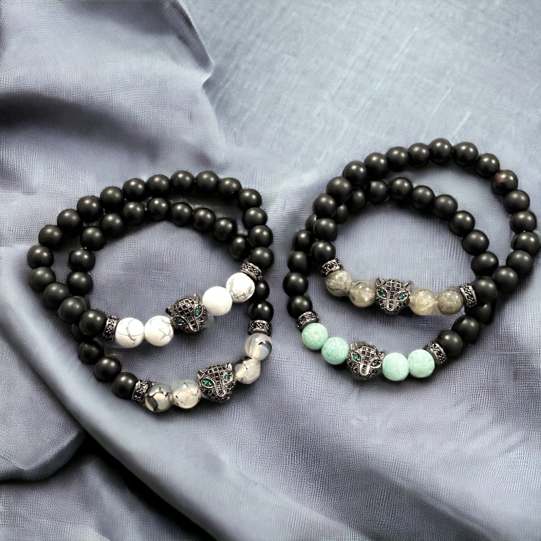 Matte Black Onyx Panther Bracelet - Etsy