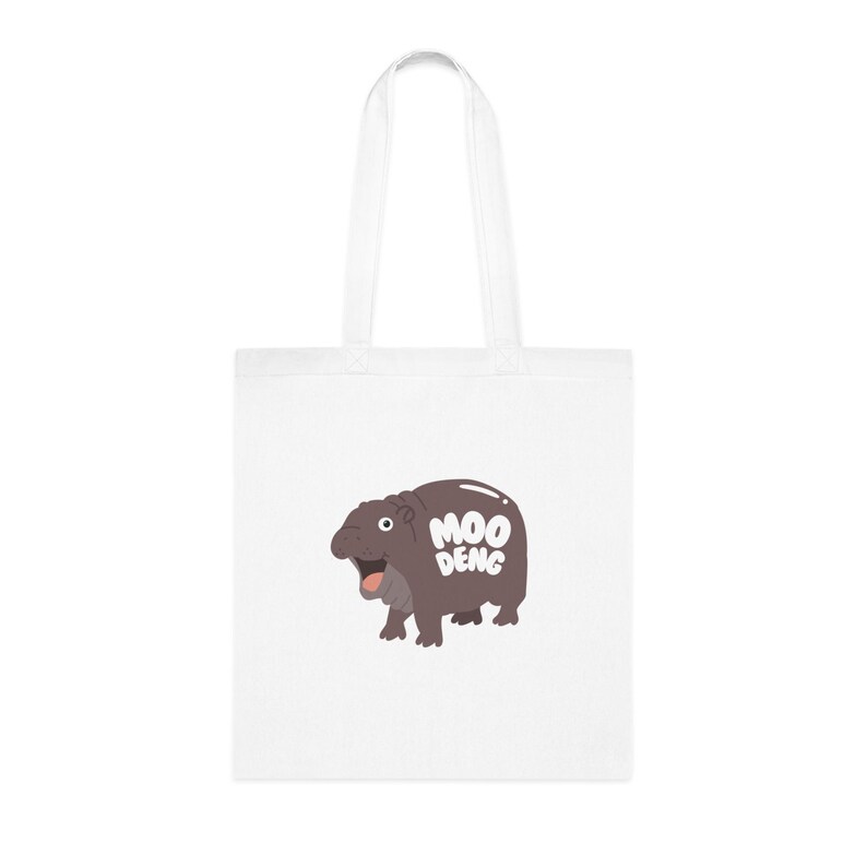 Moo Deng Cotton Tote Bag Moo Deng Bag Moo Deng Gift Ideas Hippo Tote ...