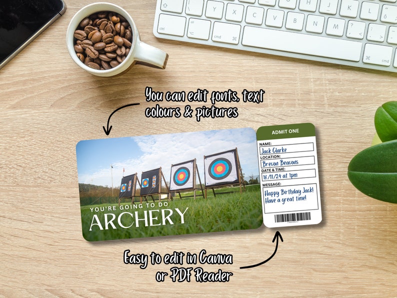 ARCHERY Surprise Ticket Printable Ticket Surprise Experience Activity ...
