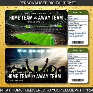 FOOTBALL MATCH Personalised Ticket, Custom Football Tickets ...