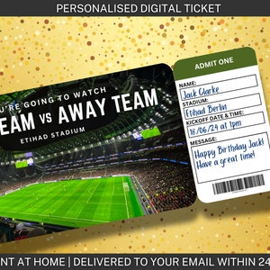 FOOTBALL MATCH Personalised Ticket, Custom Football Tickets ...