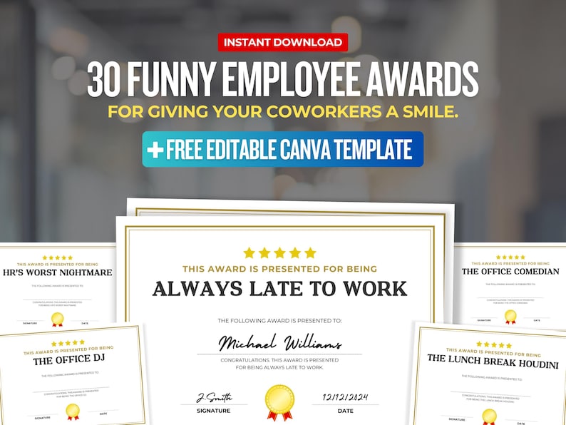 30 Funny Employee Awards Printable | Funny Office Awards Certificate ...