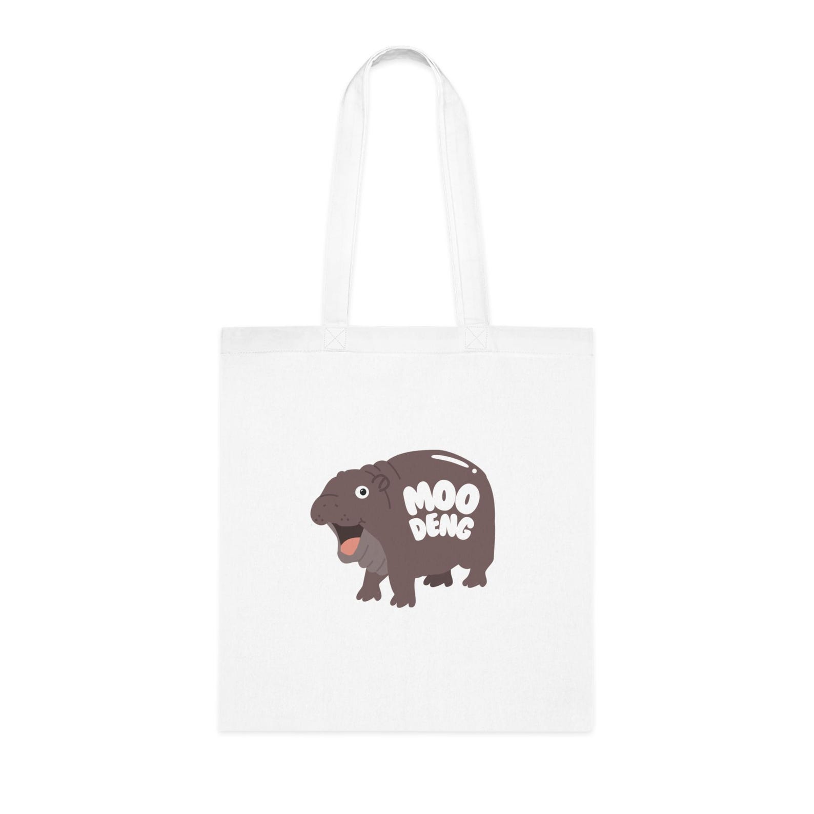 Moo Deng Cotton Tote Bag Moo Deng Bag Moo Deng Gift Ideas Hippo Tote ...