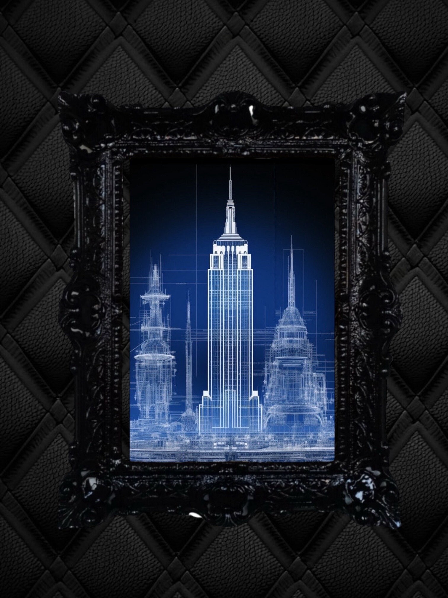 Skyscraper Blueprint Wall Art Print, Cityscape Art, Landscape Print ...