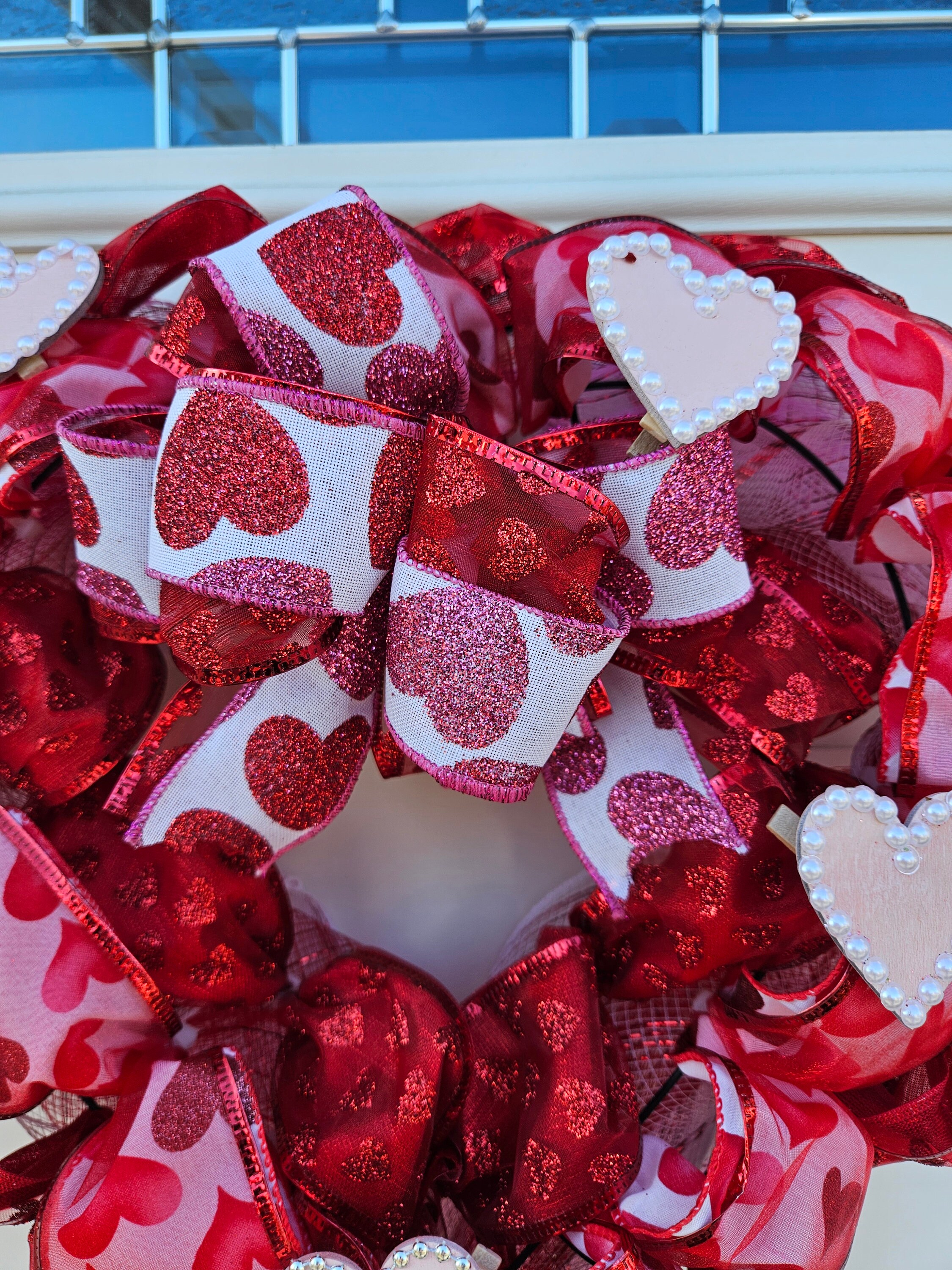 Heart Shaped Valentine's Day Wreath With Festive Sparkly Ribbons - Etsy