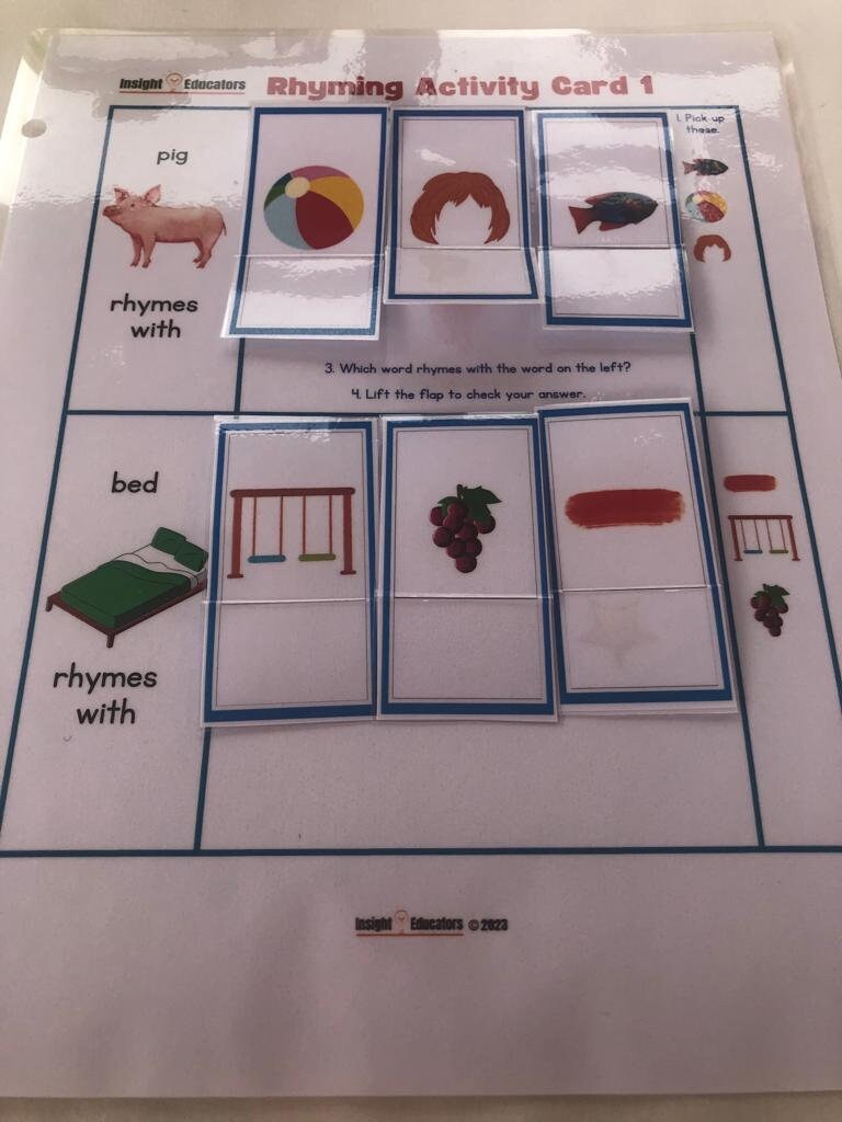 Learn to Rhyme Activity | Preschool Kindergarten Rhyming Practice ...