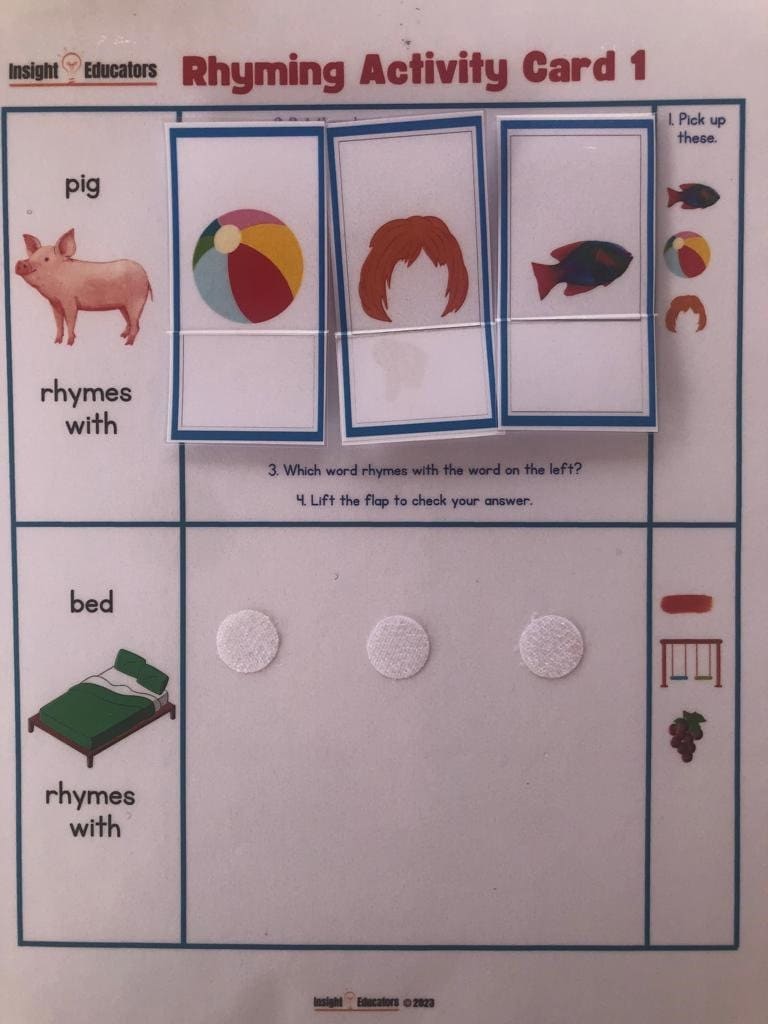 Learn to Rhyme Activity | Preschool Kindergarten Rhyming Practice ...