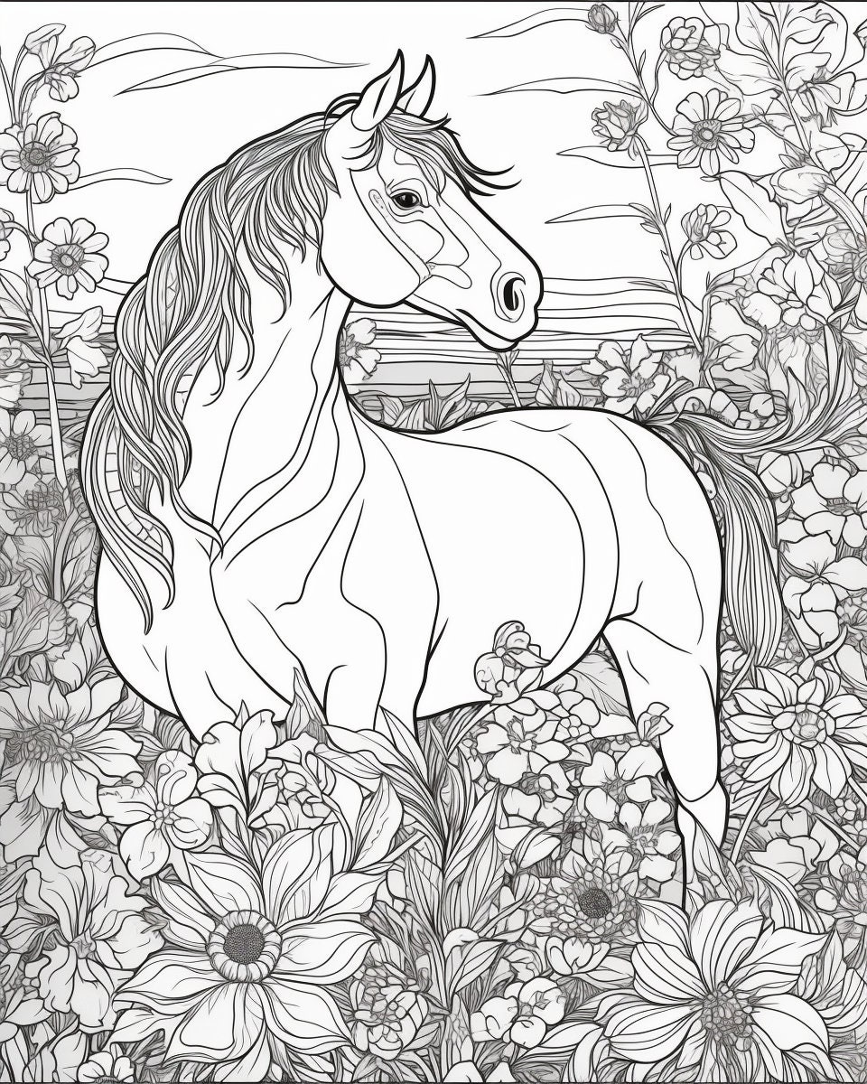 Horse Dreams. A Coloring Book. Downloadable Coloring Book Pages. 25 ...
