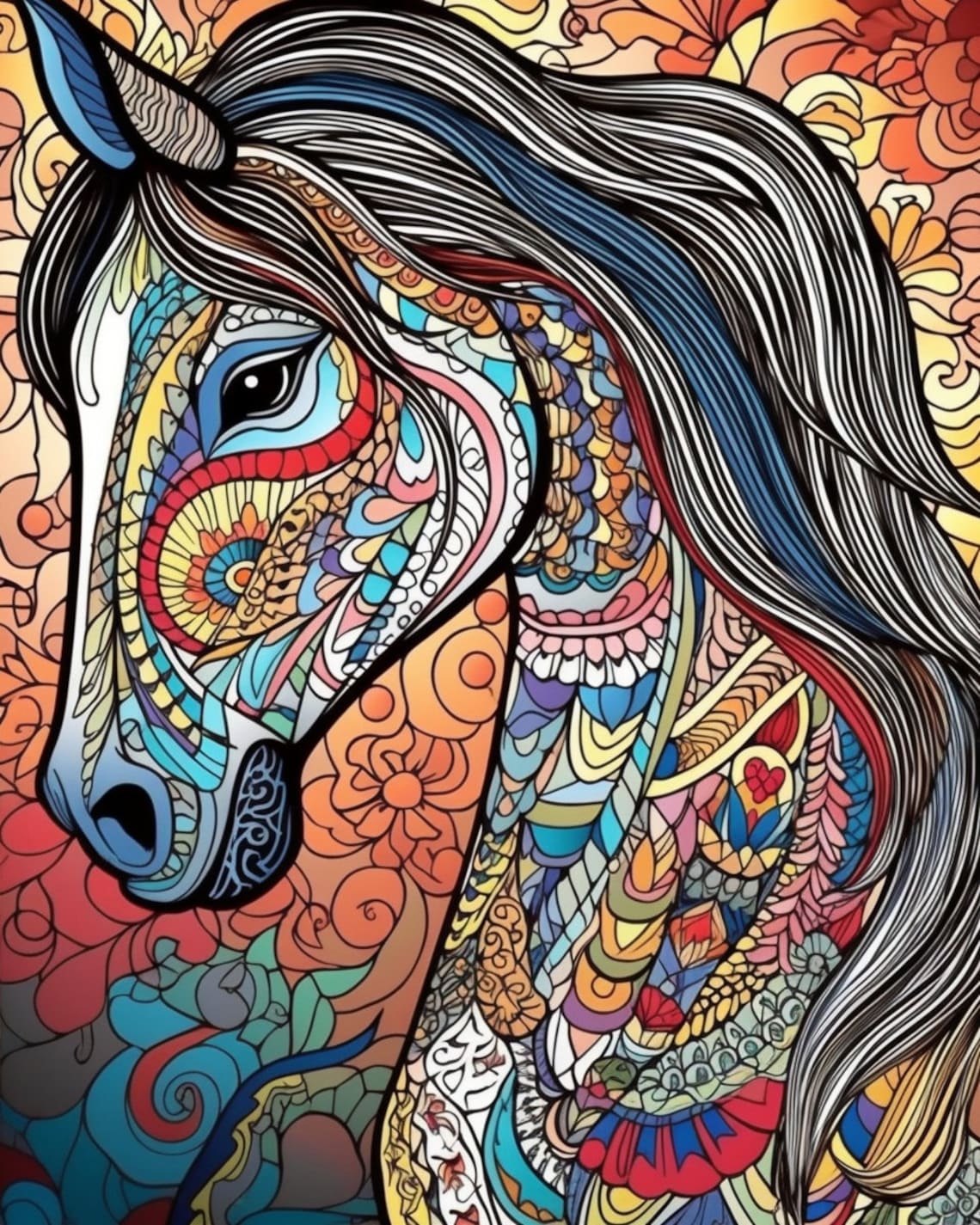 Horse Dreams. A Coloring Book. Downloadable Coloring Book Pages. 25 ...