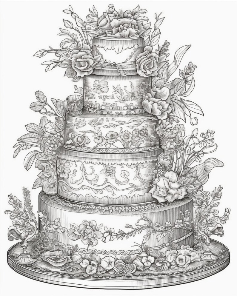 Cake Couture: A Delightful Coloring Journey With 42 Beautiful Cakes ...