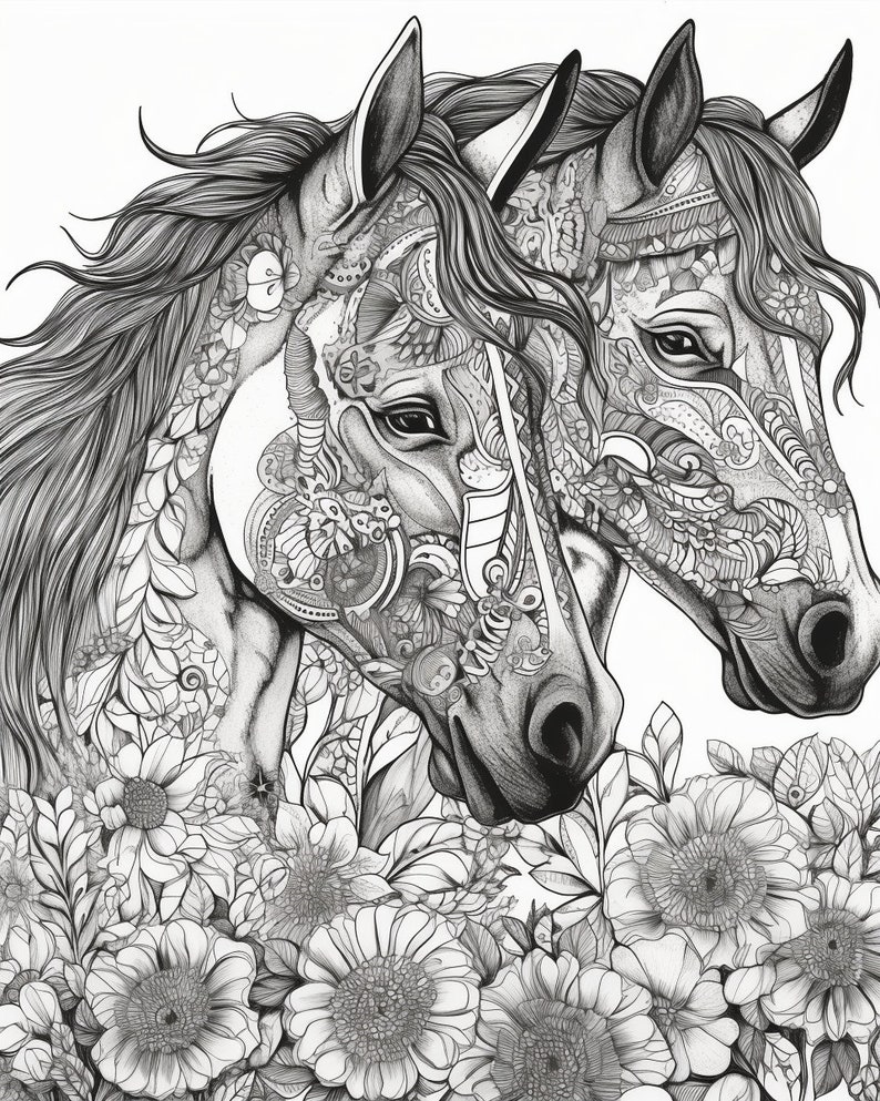 Horse Dreams. A Coloring Book. Downloadable Coloring Book Pages. 25 ...