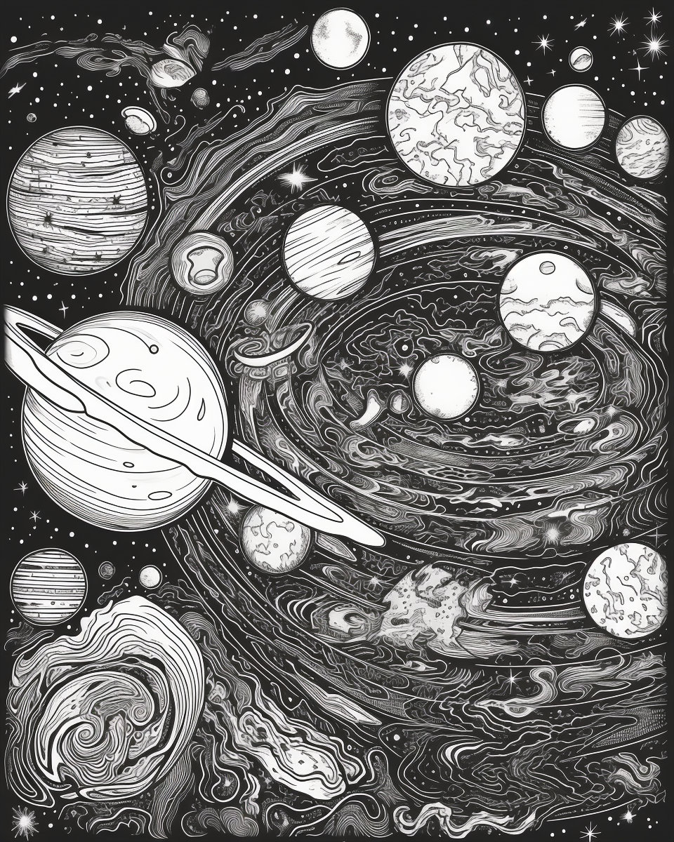 Coloring Book. Universe and Planetary Bodies. Collection 1. Digital ...