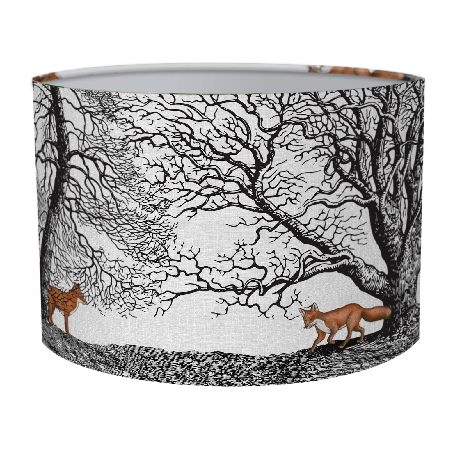 White Original Fox Lampshade, Trees, Forest Perfect for Your Lamp and ...