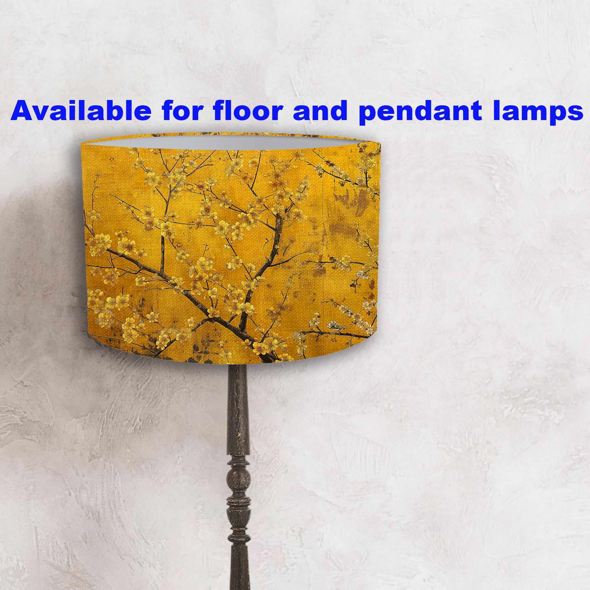 Golden Cherry Blossom Lampshade Oriental Japanese Art Zen Decor Vintage ...