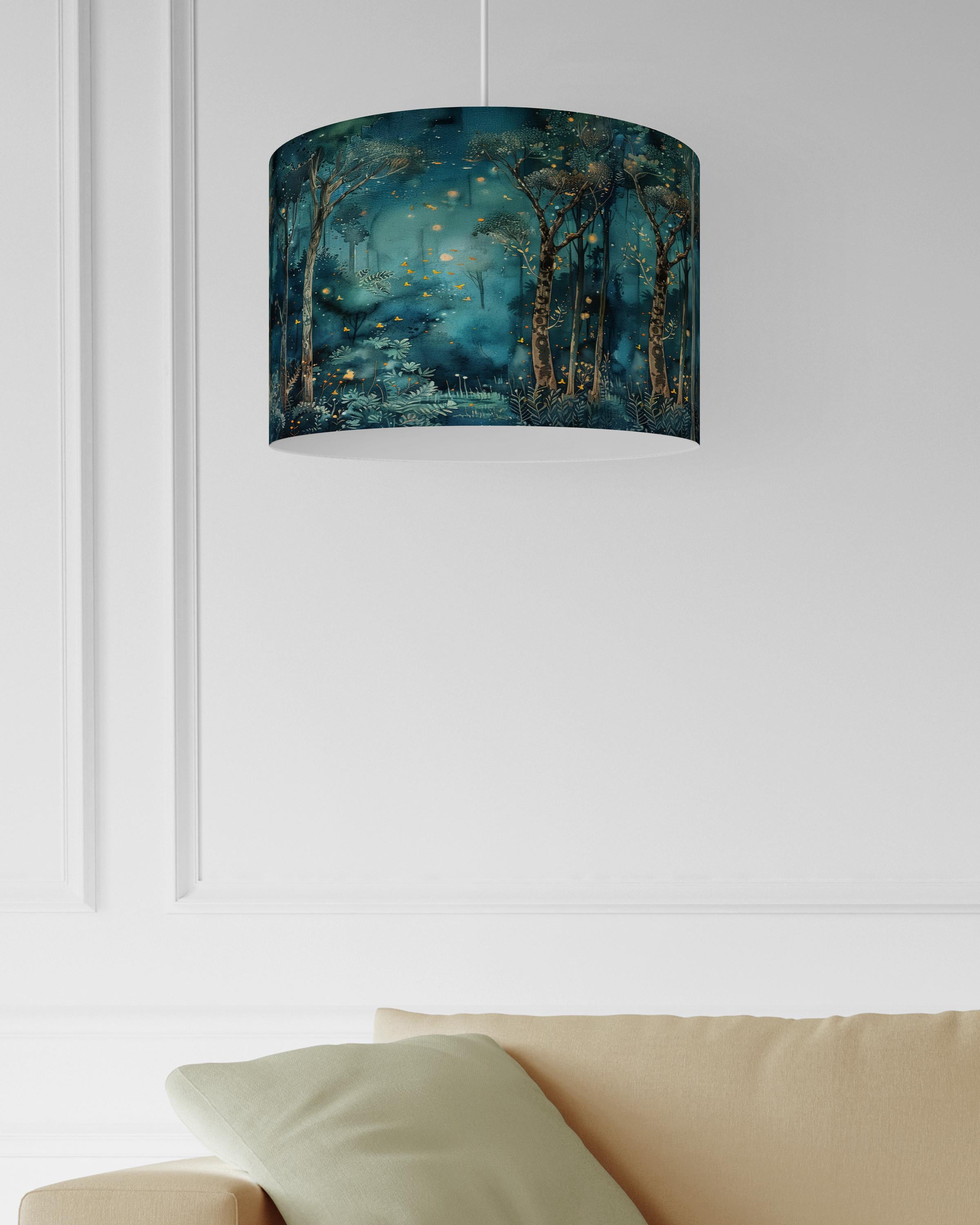 Lampshade for a Floor and Pendant Lamp, Moon at Night, Forest , Lamp ...