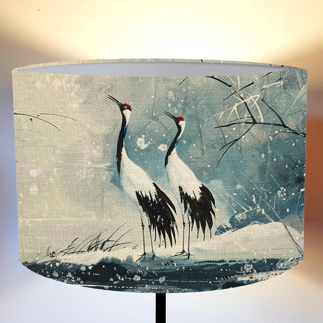 Oriental Birds Lamp Shade , Vintage Japanese Crane , Heron -perfect for ...