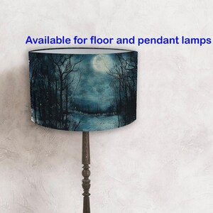 Lampshade for a Floor and Pendant Lamp, Moon at Night, Forest , Winter ...