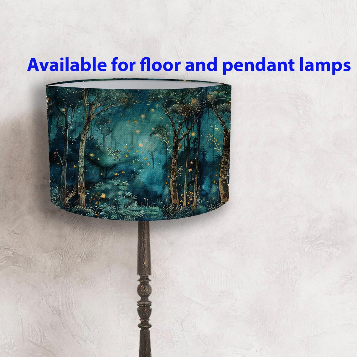 Lampshade for a Floor and Pendant Lamp, Moon at Night, Forest , Lamp ...