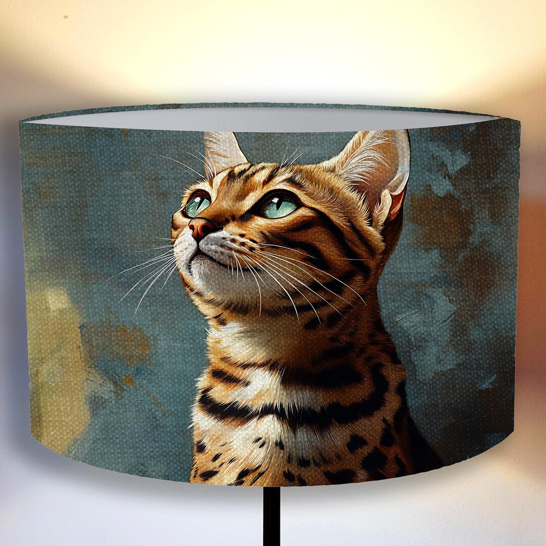 Handcrafted Lampshade With Bengal Cat Design – Perfect for Cat Lovers ...