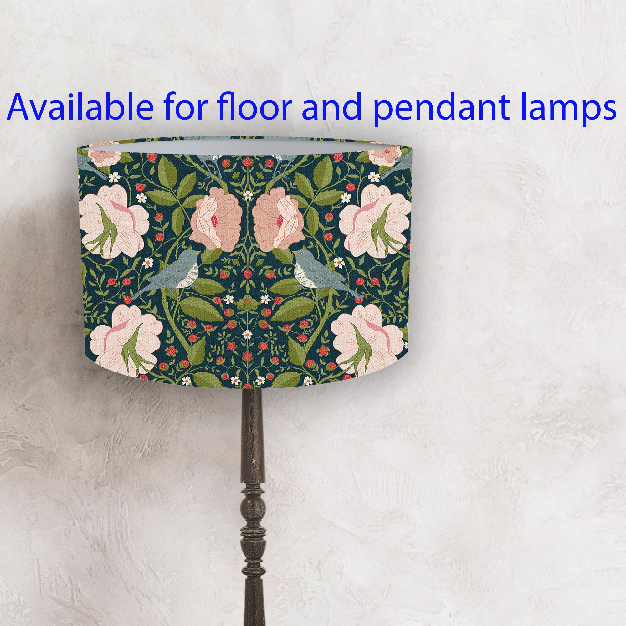 Lampshade William Morris Birds, Flowers, Raspberries. perfect for Your ...