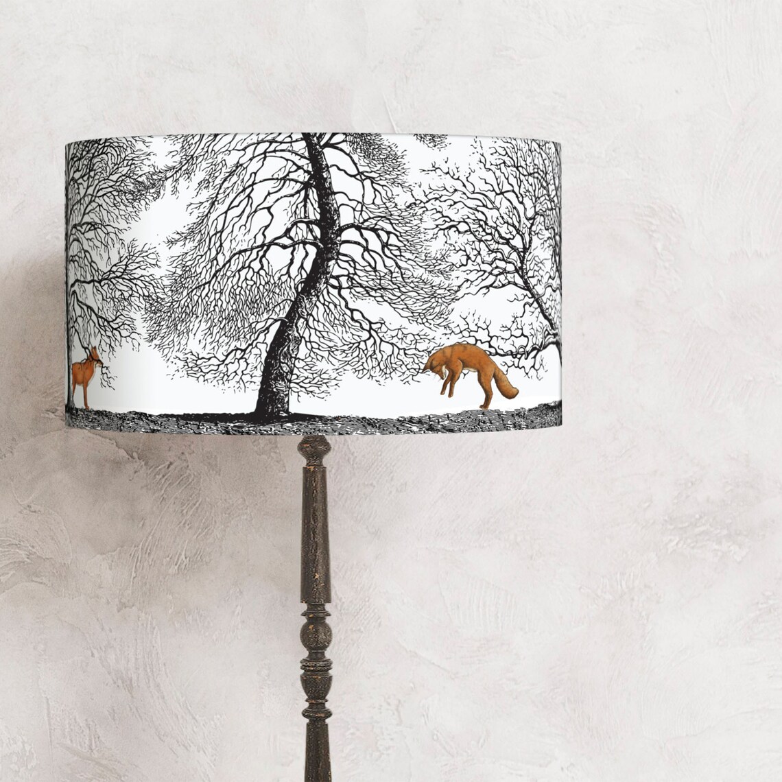 White Original Fox Lampshade, Trees, Forest - Perfect for Your Lamp and ...