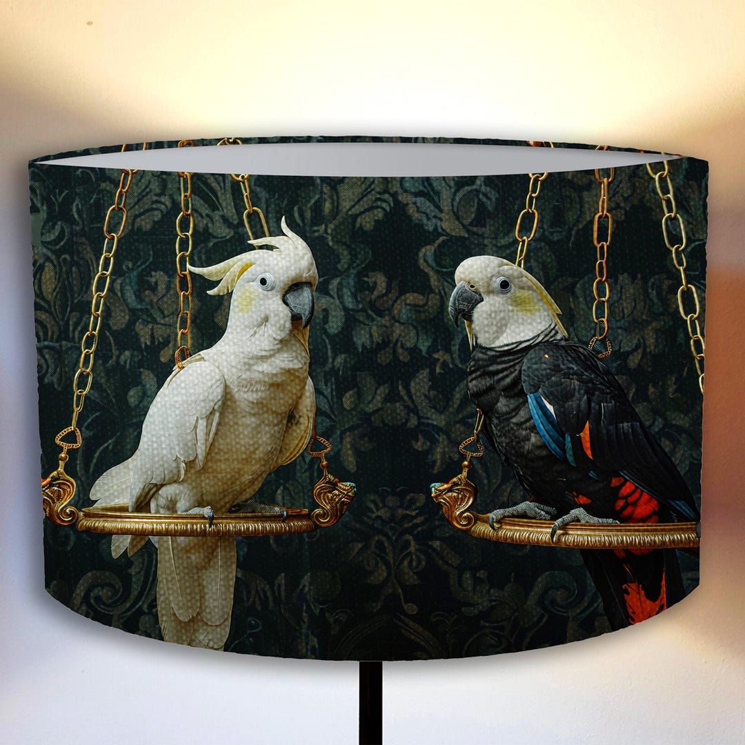 Parrot Lampshade Vintage Swing Style • Tropical Bird Pattern for ...