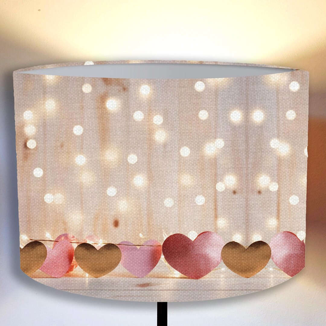 Romantic Heart Lampshade With Pink and Gold Accents Perfect for Cozy ...