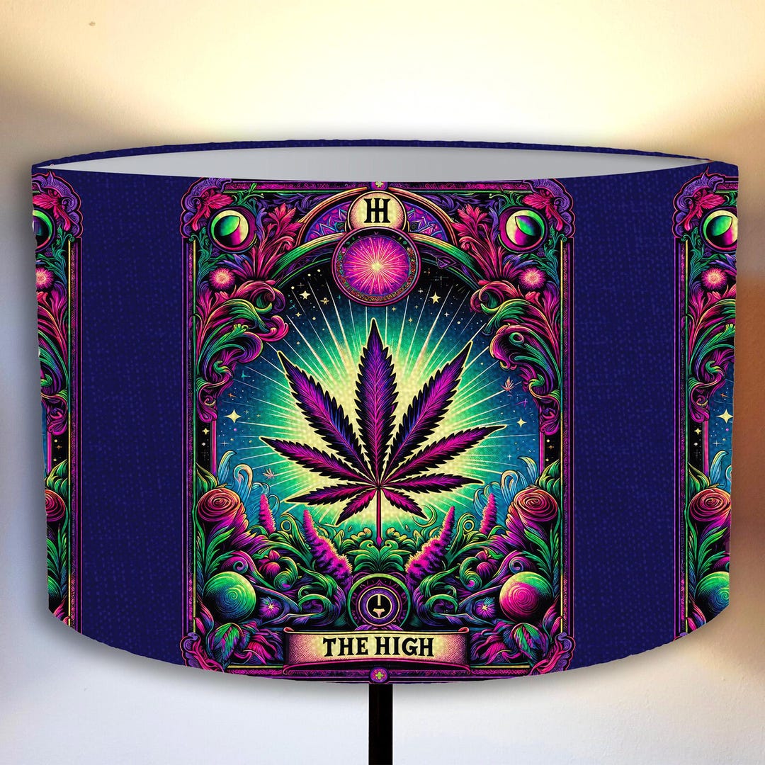 Psychedelic Cannabis Leaf Lampshade, Colorful Weed Design,bold Pattern ...