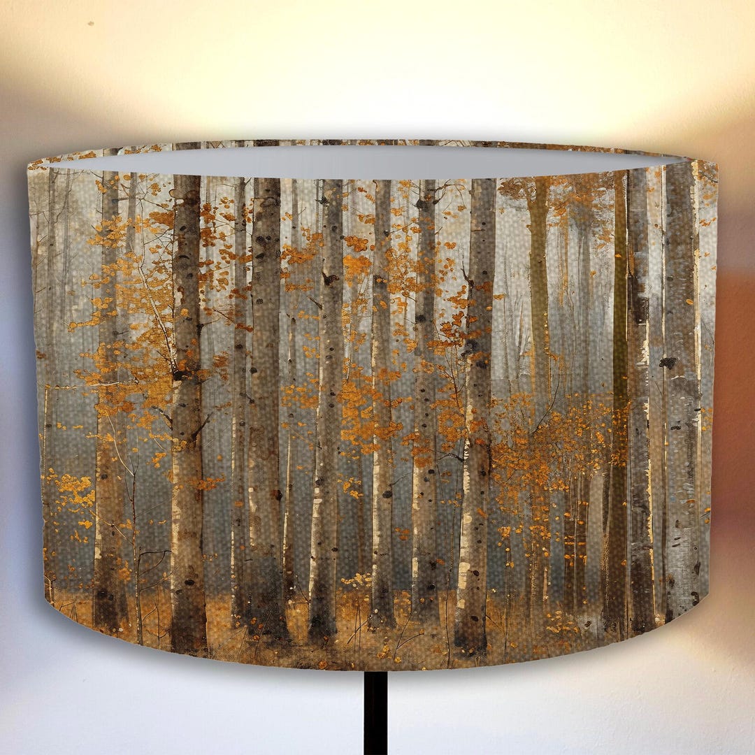 Lampshade for a Floor and Pendant Lamp, Birch Forest Golden Autumn ...