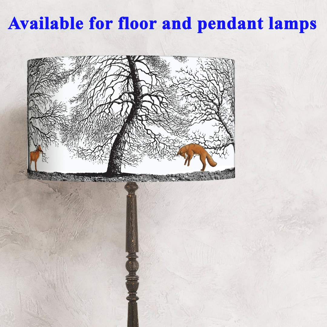White Original Fox Lampshade, Trees, Forest - Perfect for Your Lamp and ...